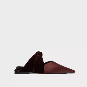 Zara | Shoes | Zara Backless Burgundy Velvet Shoes With Bow | Poshmark